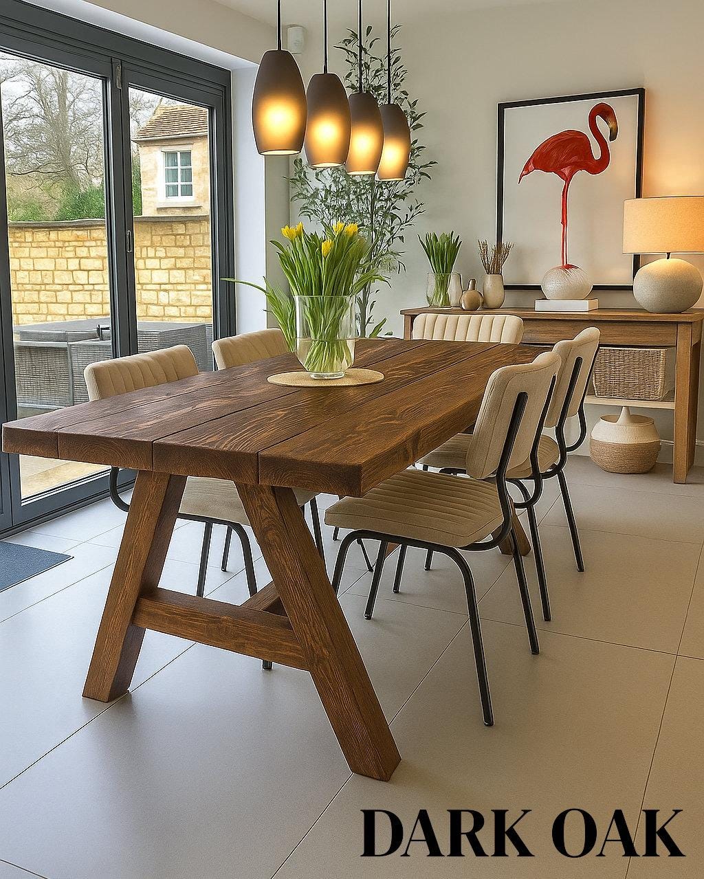 Reclaimed A-frame Rustic Farmhouse 6-8 Seater Solid Wood Dining Table ...