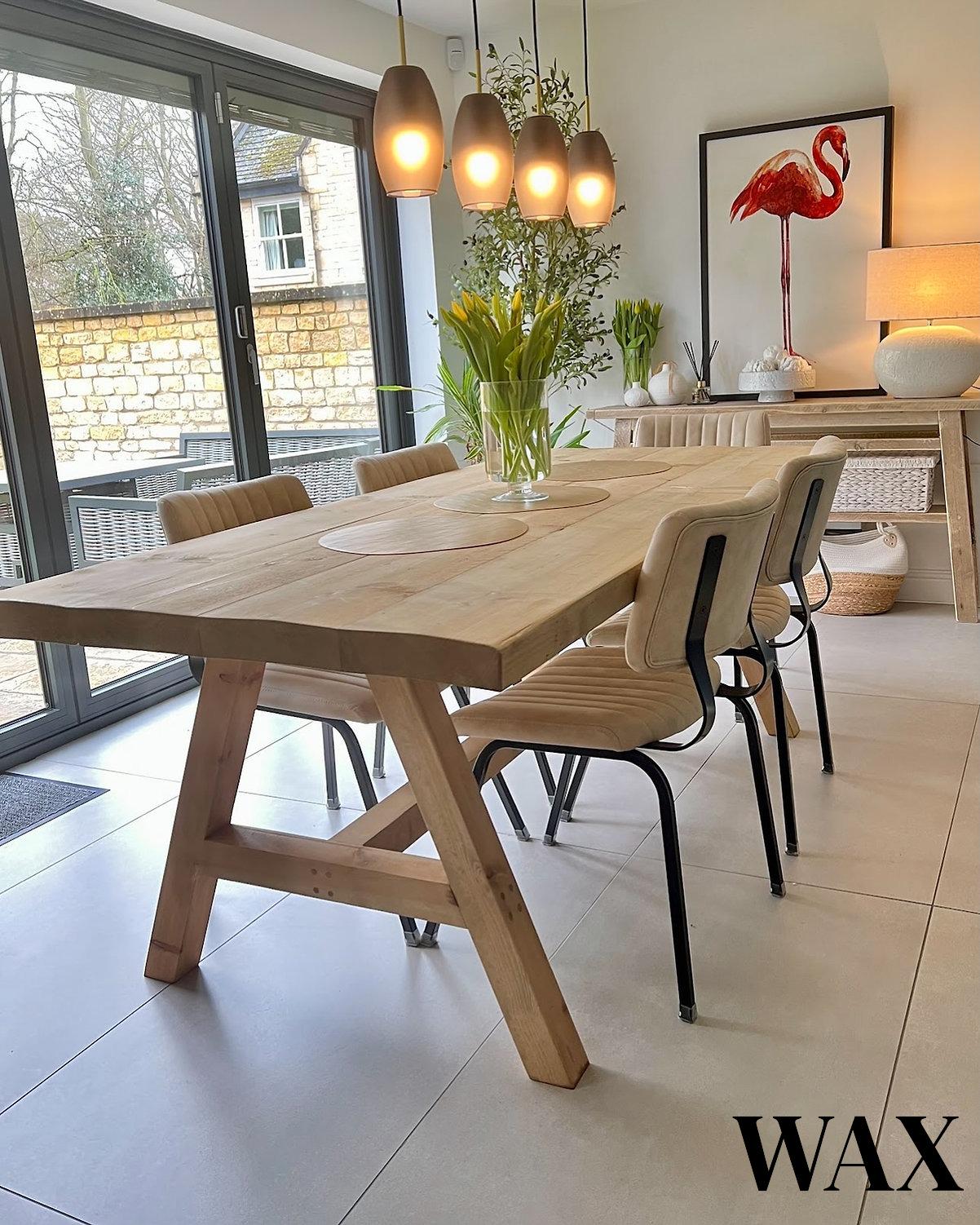 Reclaimed A-frame Rustic Farmhouse 6-8 Seater Solid Wood Dining Table ...