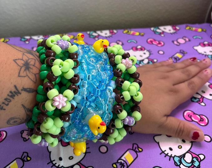 Spinning Duckies in a Pond Kandi Cuff: 3D Perler Bead Bracelet - Etsy
