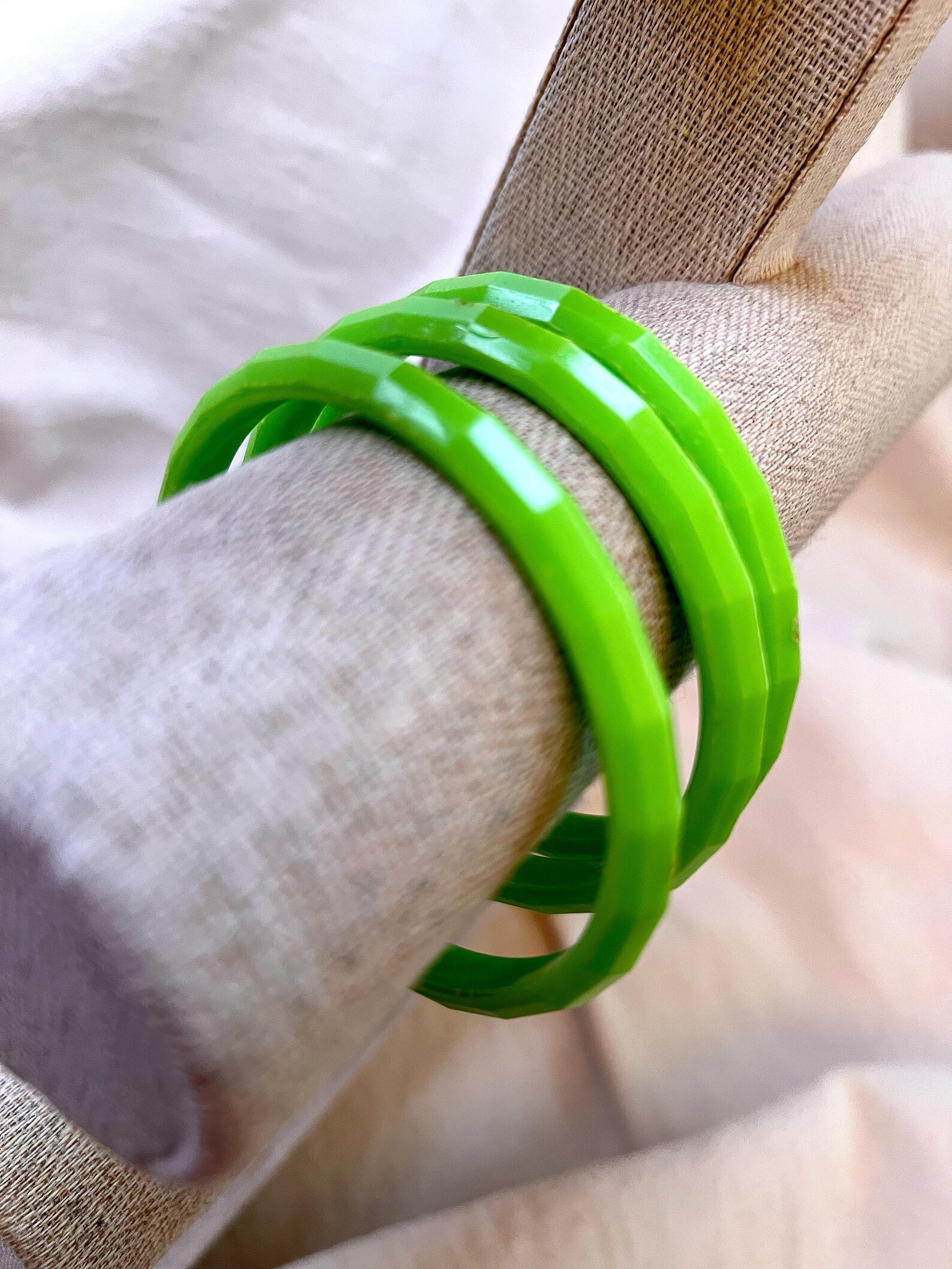 Lime Green Plastic 'bamboo' Bangles (vintage 1980's Costume) - Etsy