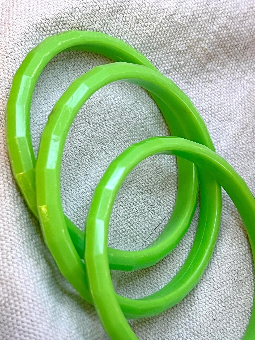 Lime Green Plastic 'bamboo' Bangles (vintage 1980's Costume) - Etsy