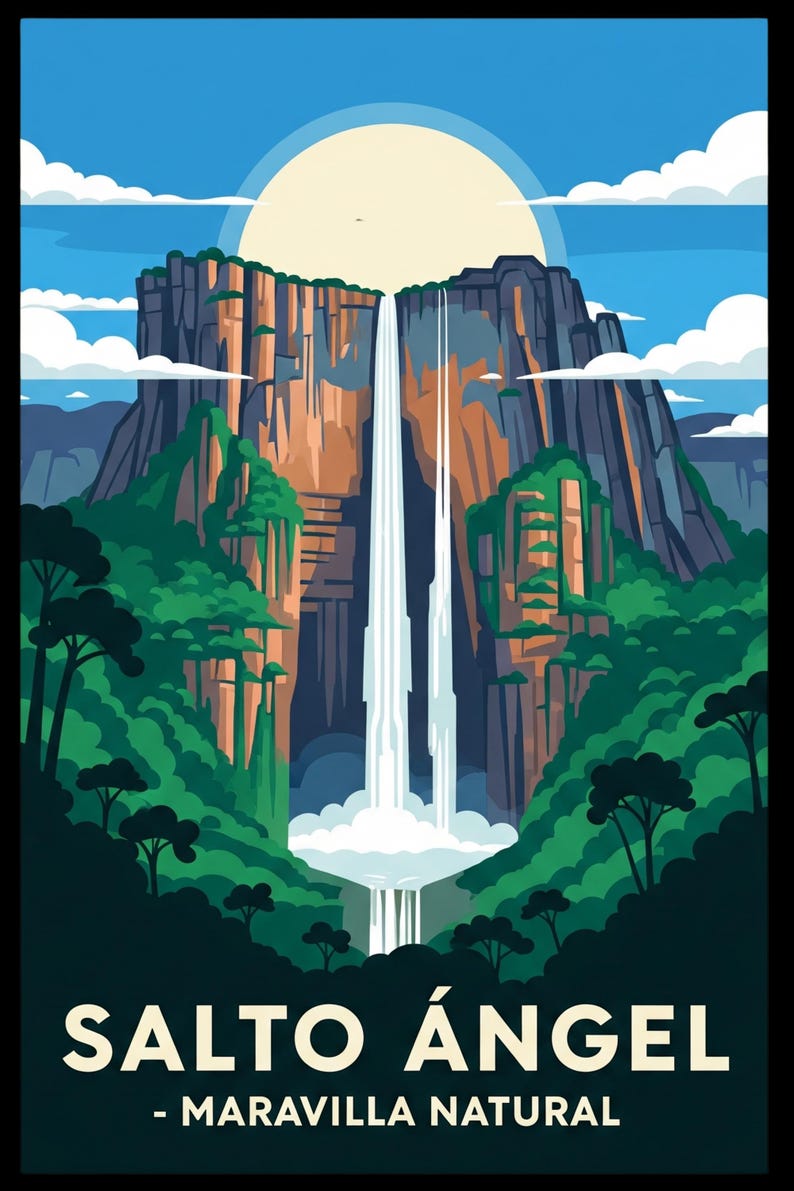 Angel Falls Poster, Venezuela | Wall Art Digital Print | Natural Wonder ...