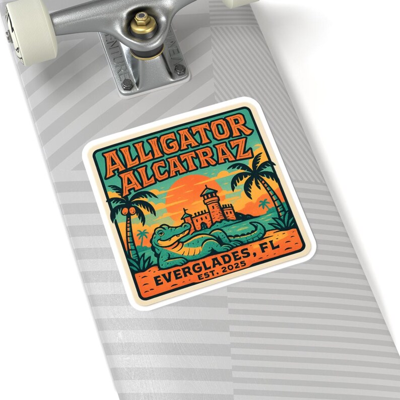 Everglades Alligator Alcatraz Kiss-cut Stickers, Vintage Travel Decal ...