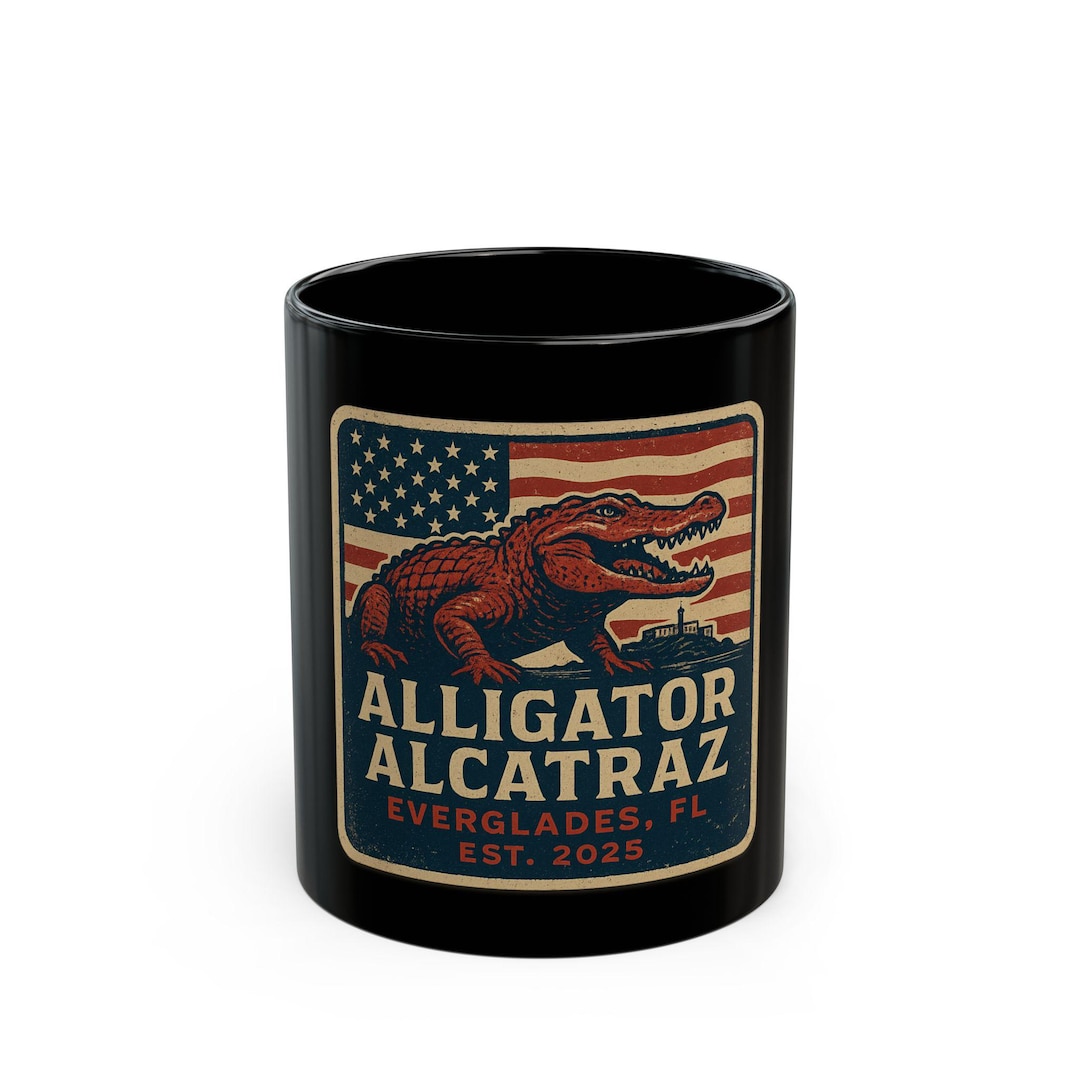 Patriotic Alligator Alcatraz Mug, Coffee Cup, Gift for Florida Lovers ...