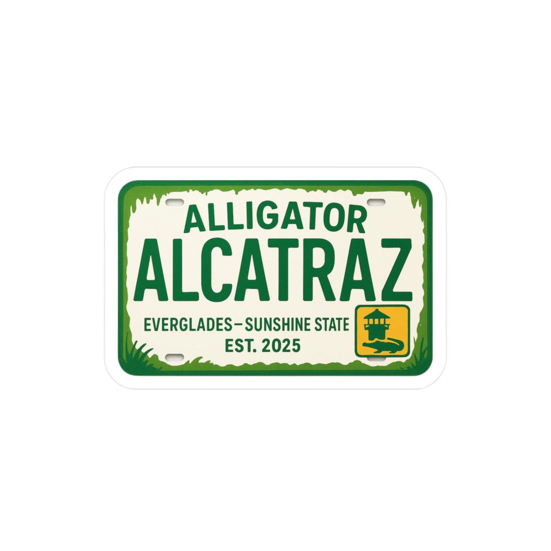 Alligator Alcatraz License Plate Custom Vinyl Decals | Unique Wall Art ...