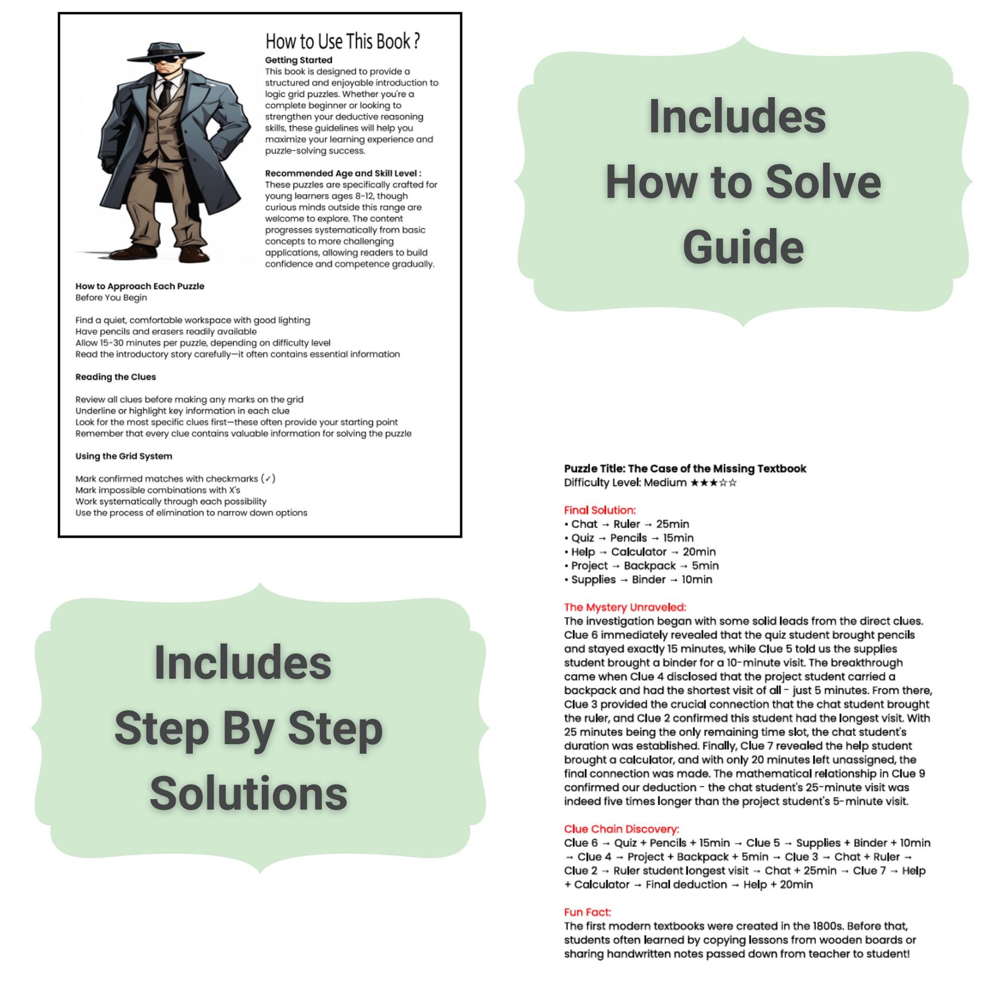 School Sleuths Logic Grid Puzzle Volume 4 | Medium-level Logic Games ...