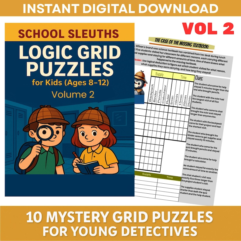School Sleuths Logic Grid Puzzle Volume 2 | Detective Brain Games for ...