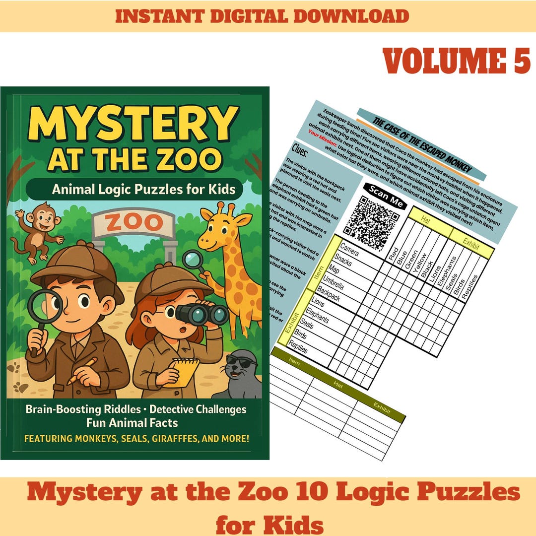 Mystery at the Zoo: Premium Logic Puzzle | Volume 5 | 10 Educational ...