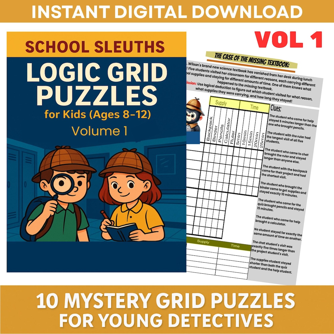 School Sleuths Logic Grid Puzzle Volume 1 | Detective Brain Games for ...