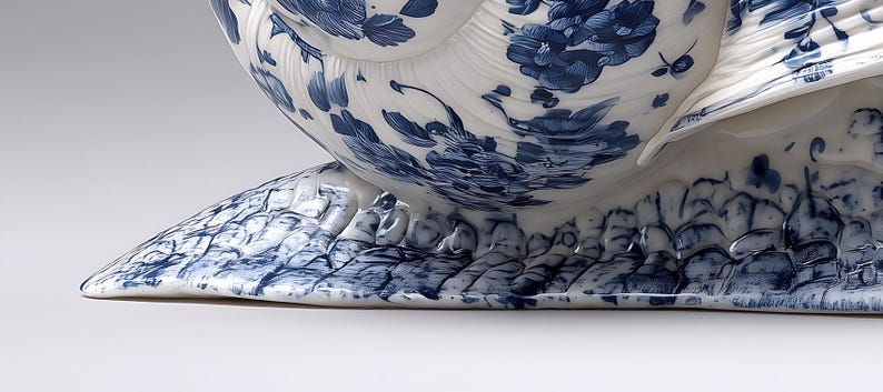 Porcelain Snail Print: Blue & White Oriental Art - Limited Edition - Etsy