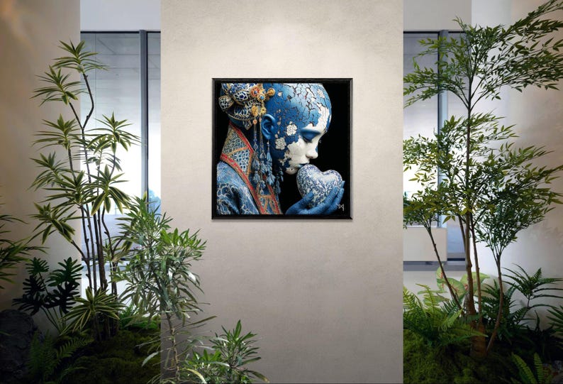 Blue & White Porcelain Geisha Art: Shaolin Zen Canvas Print - Etsy