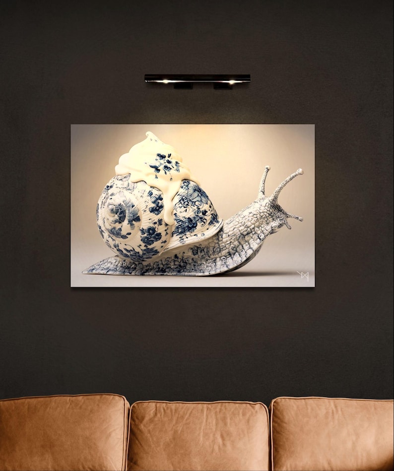 Porcelain Snail Print: Blue & White Oriental Art - Limited Edition - Etsy