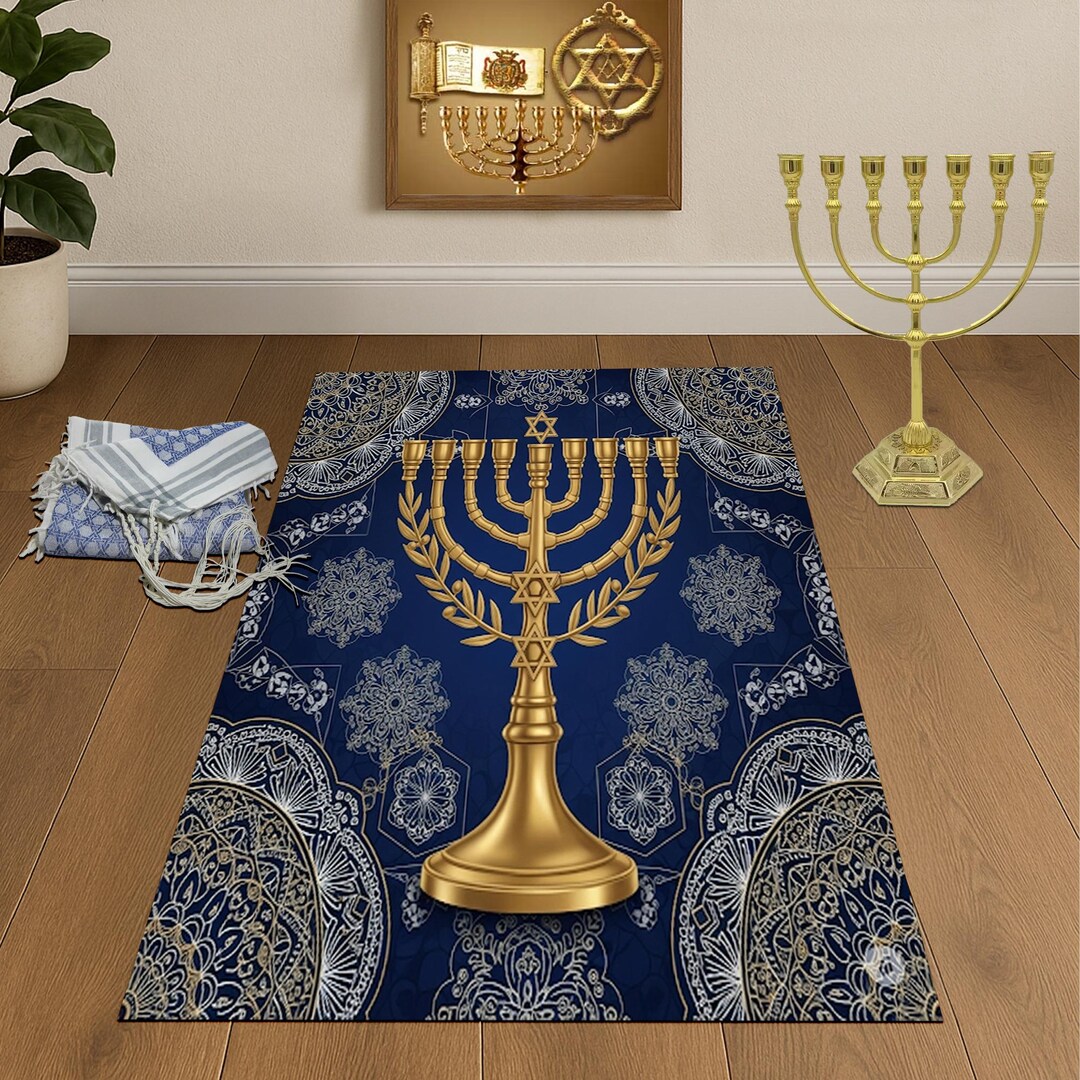 Star of David Prayer Rug: Jewish Home Decor, Hanukkah Gift, Synagogue ...