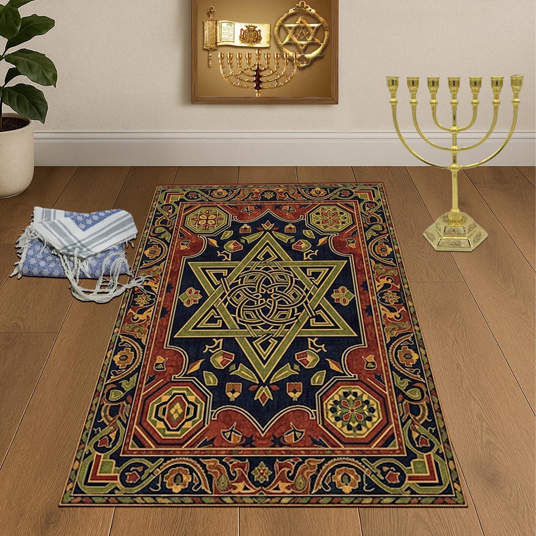 Star of David Prayer Rug: Jewish Home Decor, Hanukkah Gift, Synagogue ...