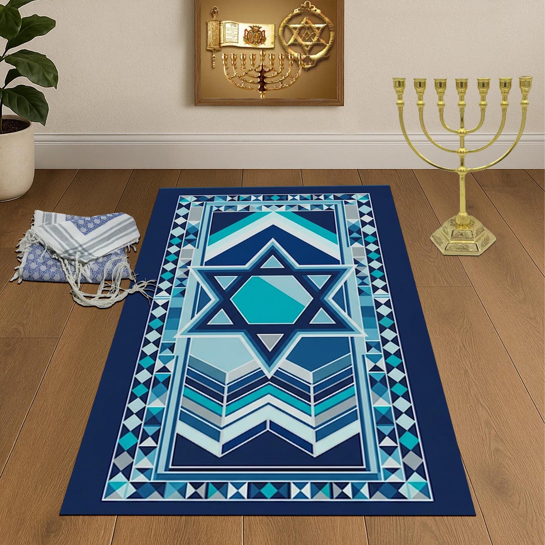Star of David Prayer Rug: Jewish Home Decor, Hanukkah Gift, Synagogue ...