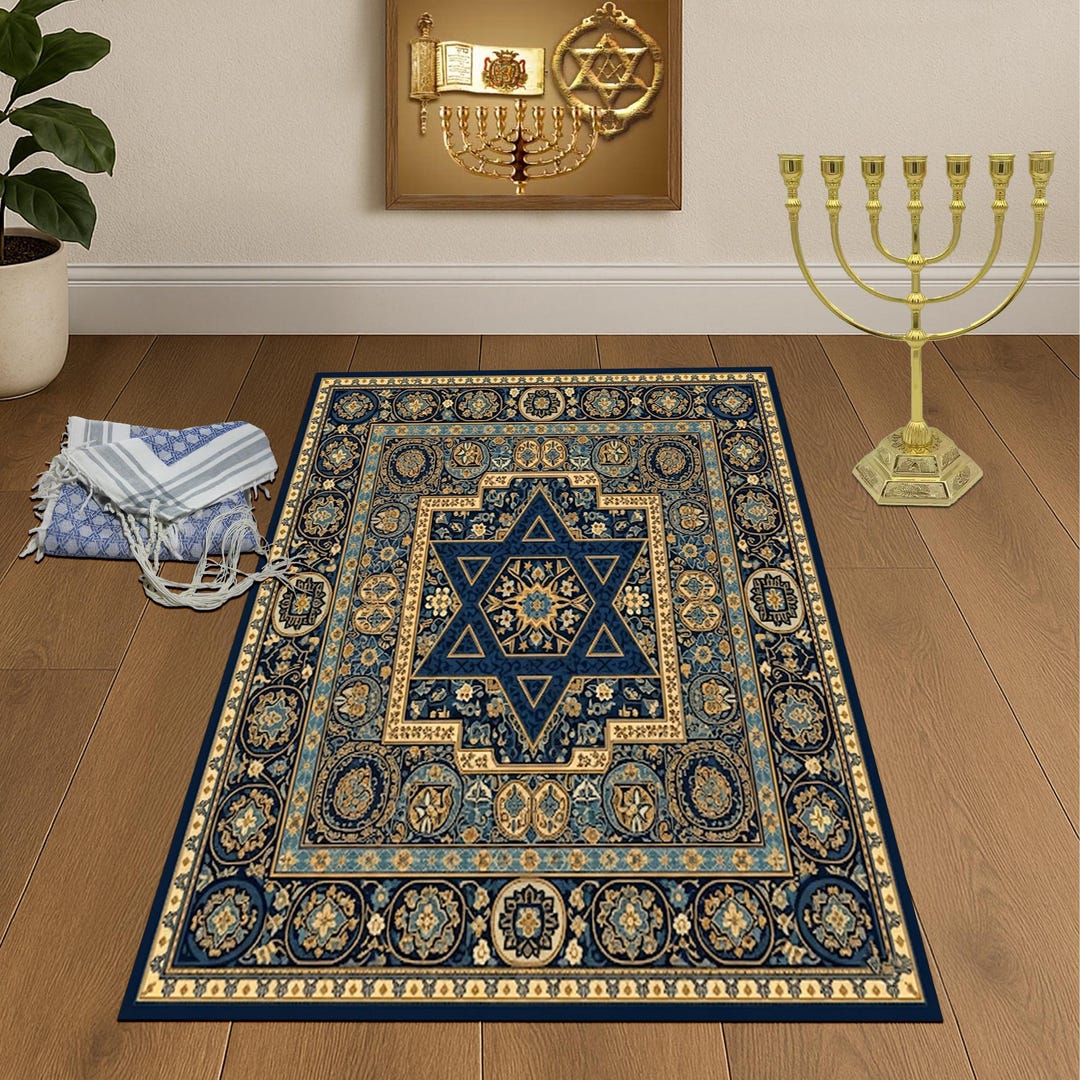 Star of David Prayer Rug: Jewish Home Decor, Hanukkah Gift, Synagogue ...