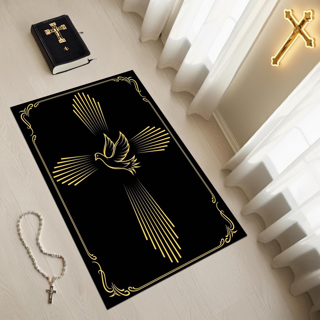Christian Prayer Rug: 3D Printed Rectangle Worship Carpet, Religious ...
