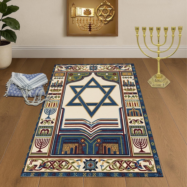 Star of David Prayer Rug: Jewish Home Decor, Hanukkah Gift, Synagogue ...