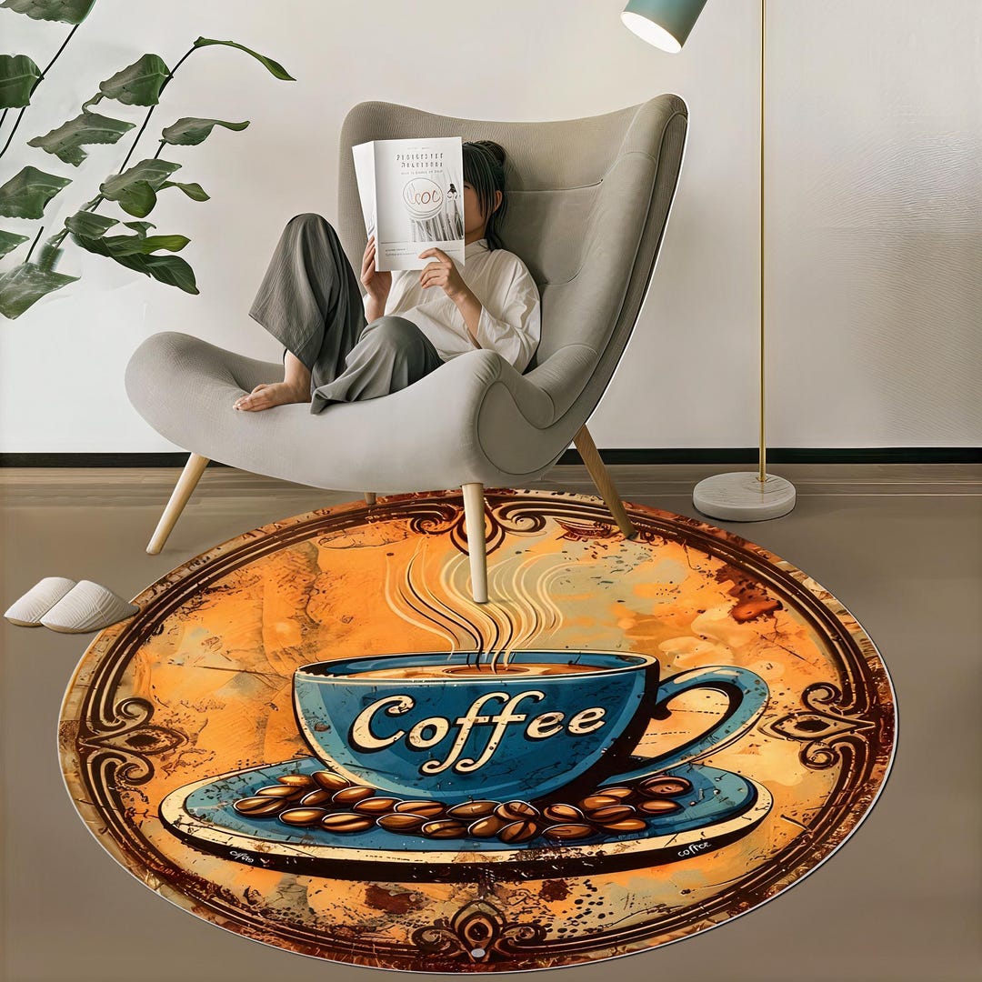 3D Coffee Cup Rug: Vintage Style Kitchen Mat, Non-slip Microfiber - Etsy