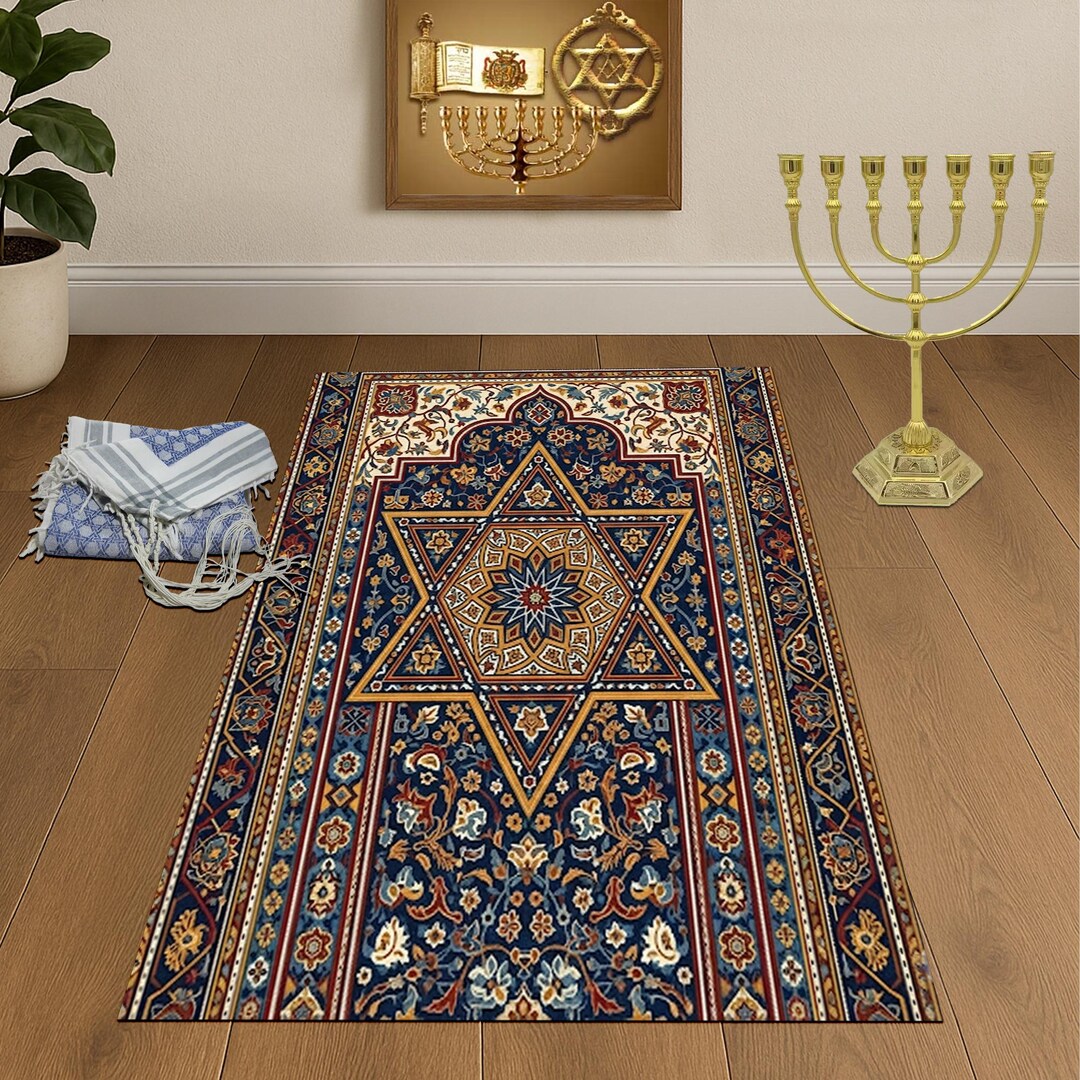Star of David Prayer Rug: Jewish Home Decor, Hanukkah Gift, Synagogue ...