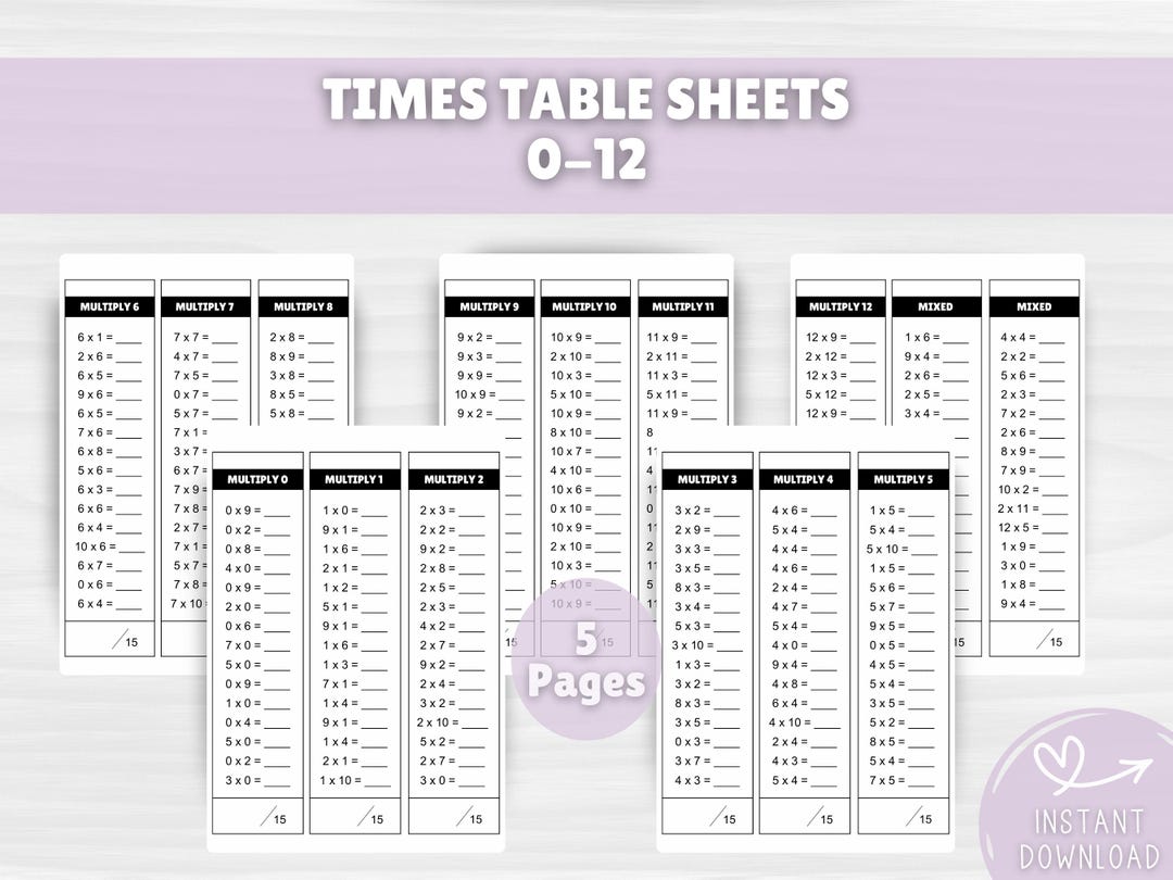 Times Table Sheets | Multiplication Worksheets | Multiplication Facts 0 ...