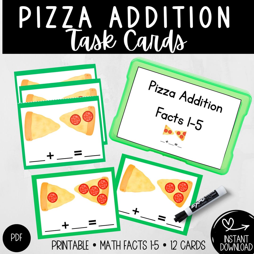 Pizza Addition Task Cards, Montessori Math Printable (PDF) - Etsy UK