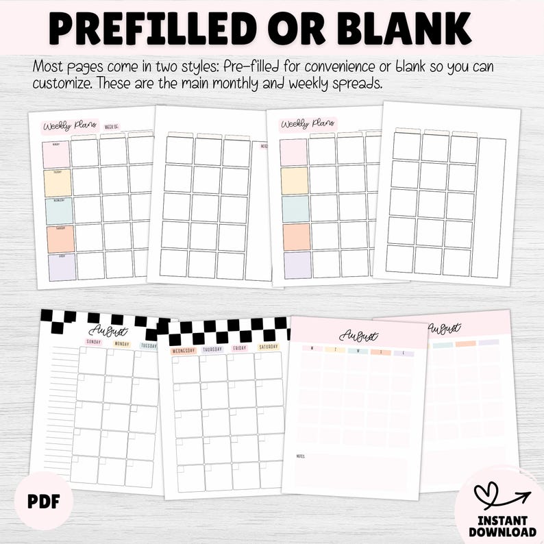 Printable Teacher Planner PDF, Undated Weekly & Monthly Planner, Lesson ...