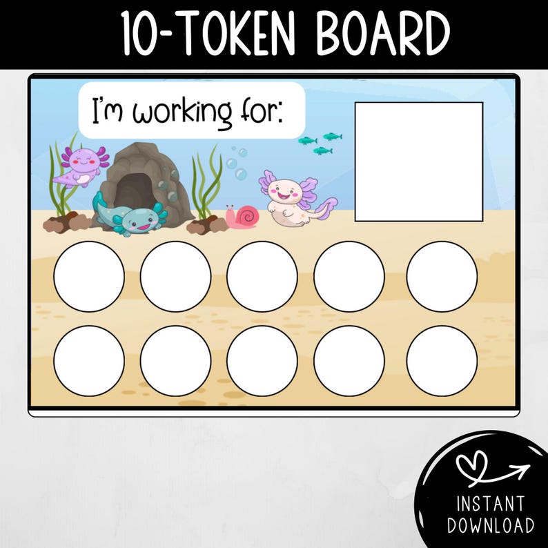 Axolotl Token Board, Positive Behavior Chart, ABA Therapy, SPED, Reward ...