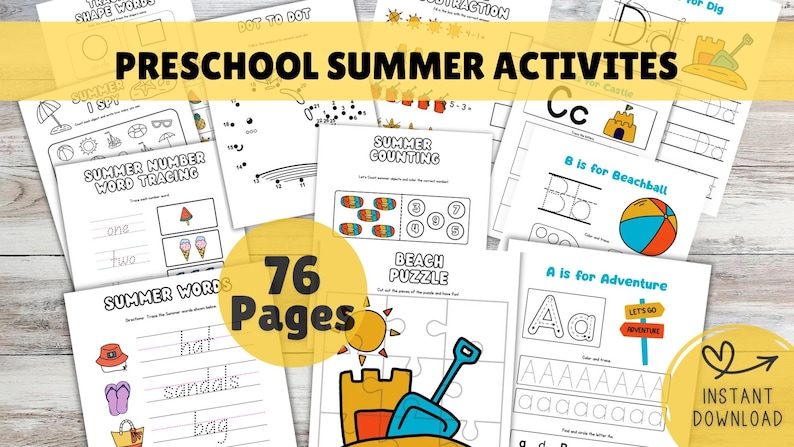Preschool Summer Packet | Summer Worksheets | Fine Motor Skills, Math ...