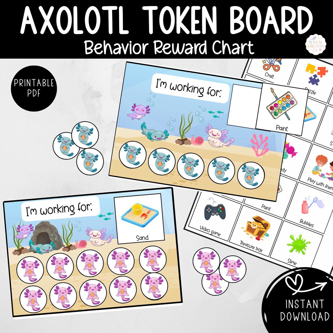 Axolotl Token Board, Positive Behavior Chart, ABA Therapy, SPED, Reward ...