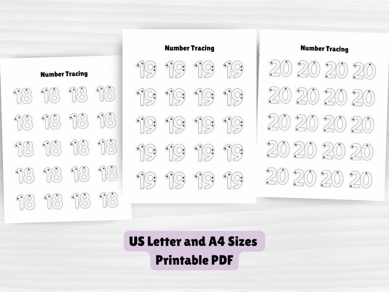 Tracing Numbers 0-20 Worksheets | Tracing Numbers for Kids | Preschool ...