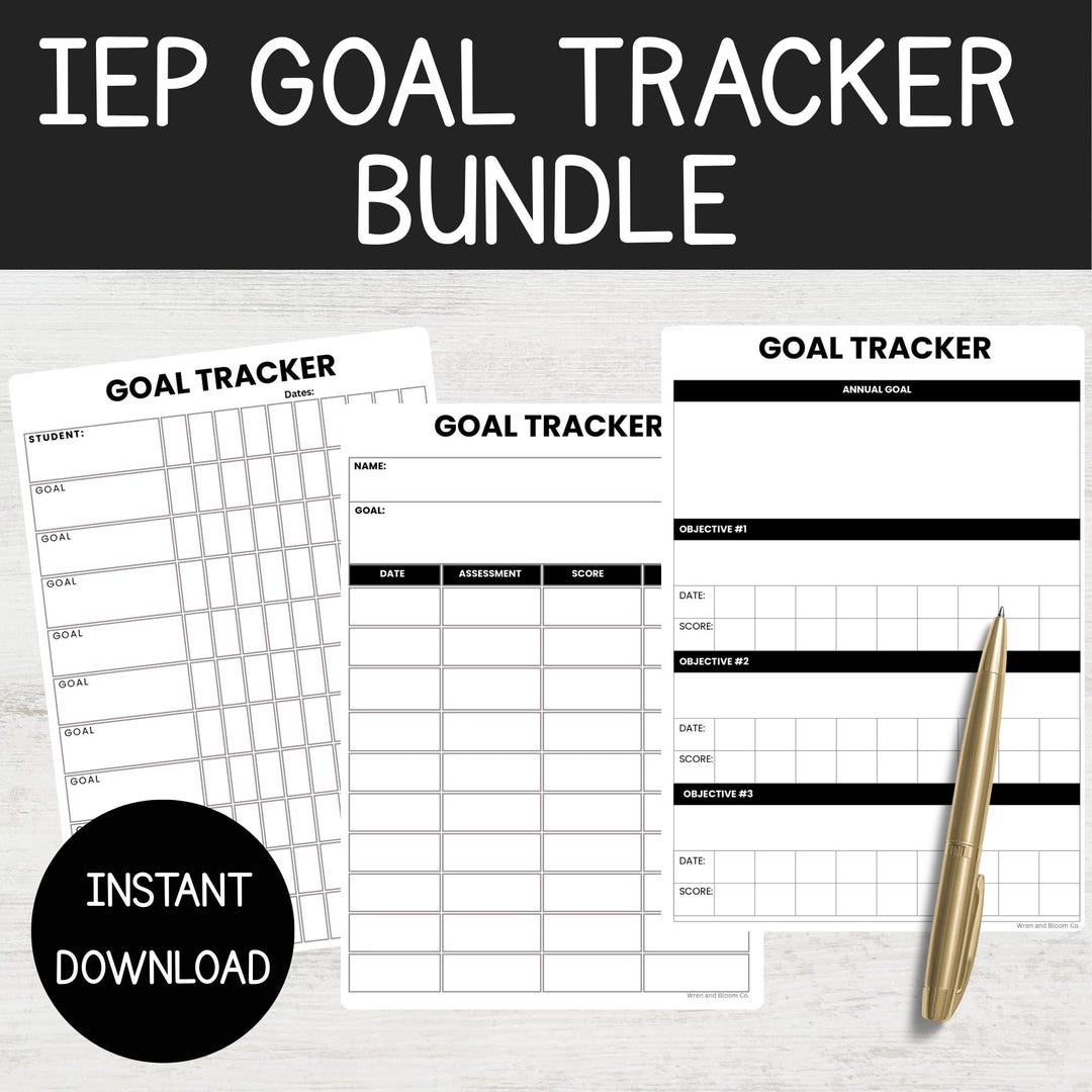 IEP Goal Tracker Bundle, 3 Progress Monitoring Sheets, Special ...