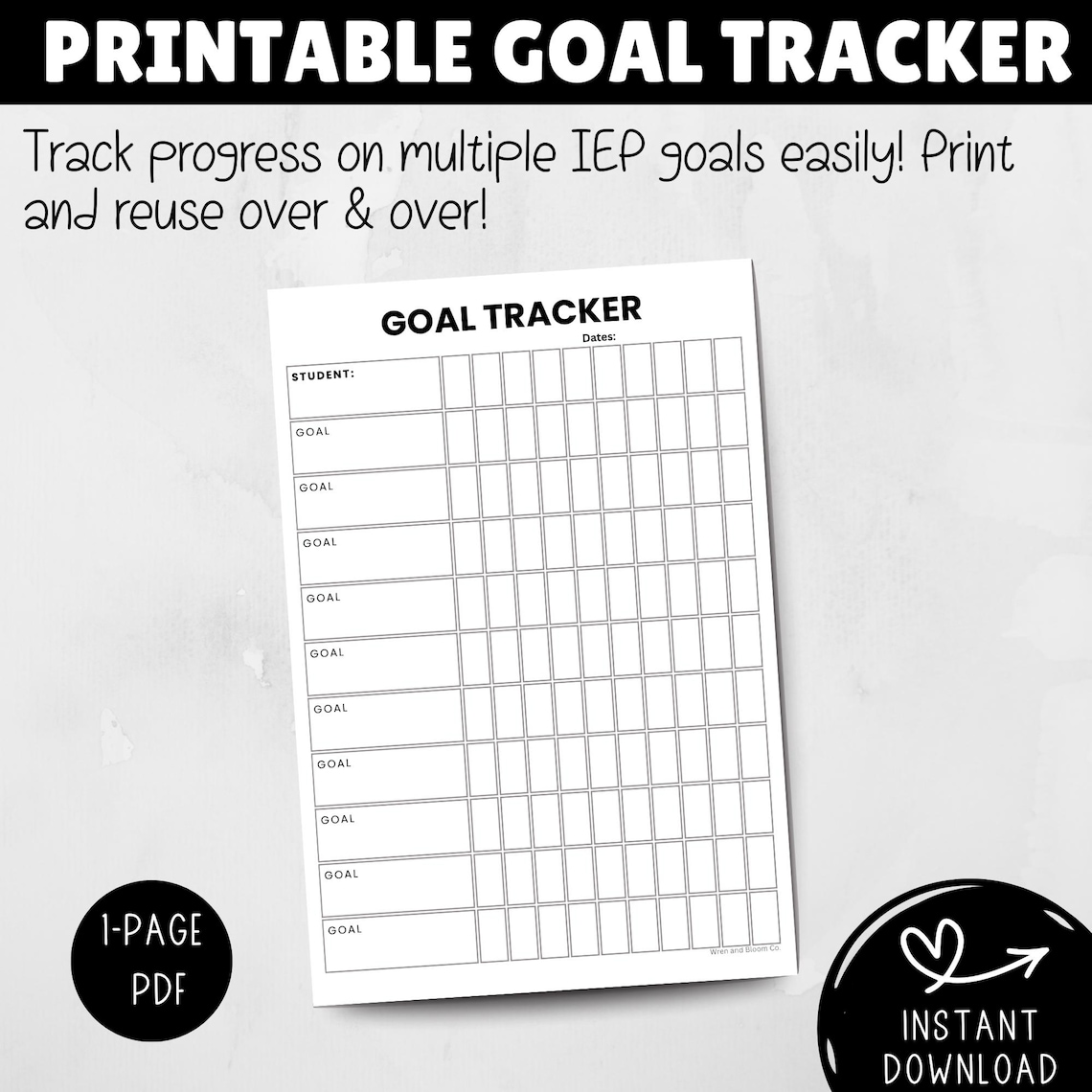 Student Progress Goal Tracker – Track Multiple IEP Goals, Progress ...