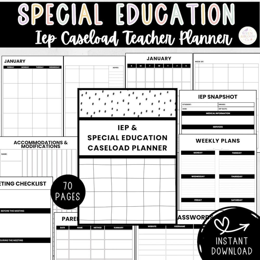 Special Education Teacher Planner, IEP Caseload, IEP Binder, Caseload ...