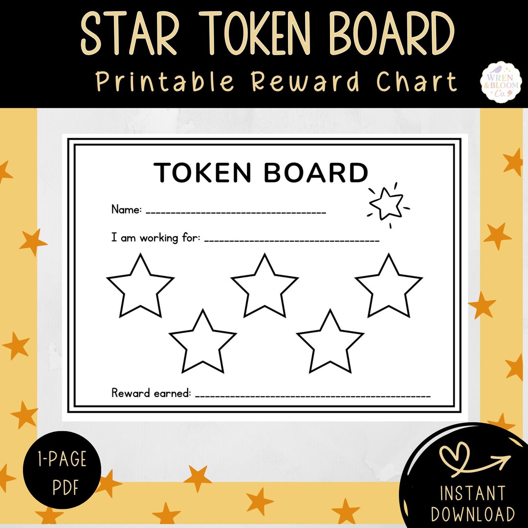 Star Token Board Printable • Kids Reward Chart (PDF) - Etsy Canada