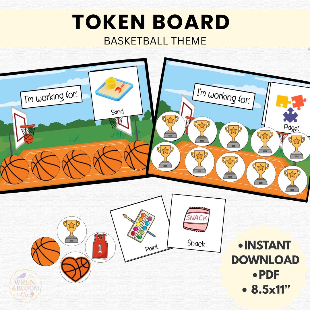 Basketball Token Board, Reward Chart, Basketball Token Economy ...