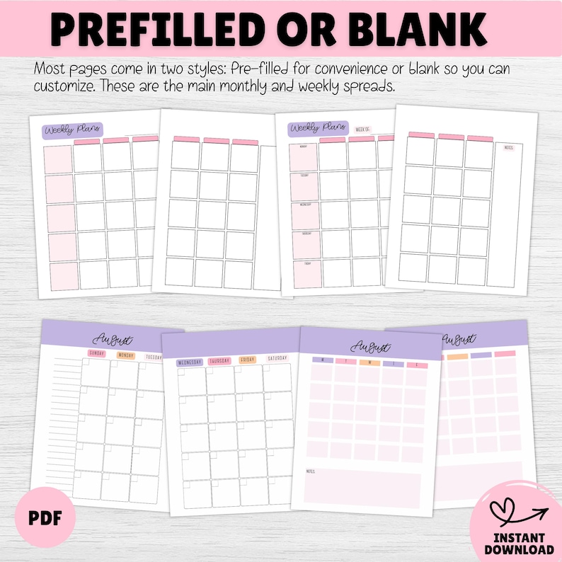 Printable Teacher Planner Pdf,undated Weekly & Monthly Planner, Lesson ...