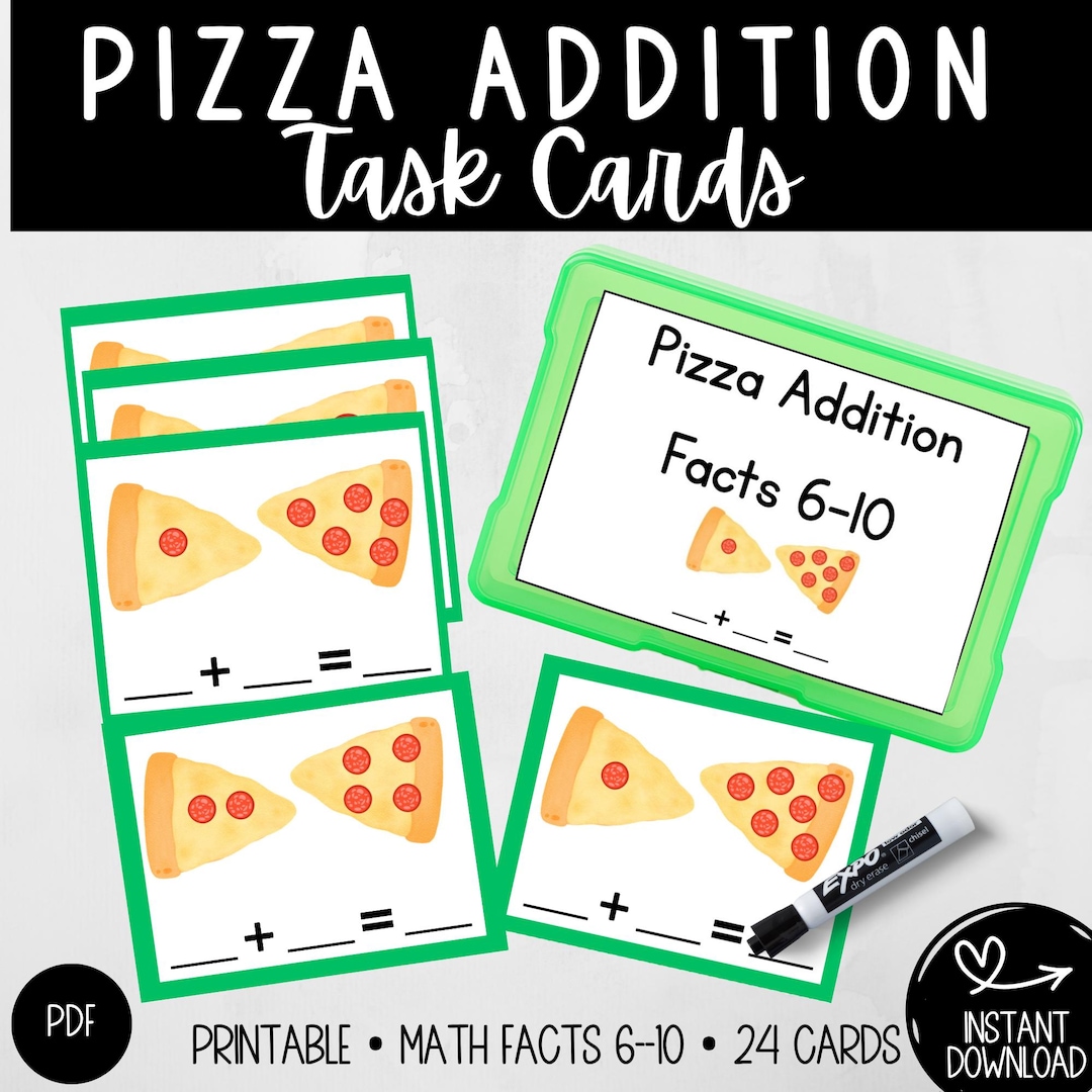 Pizza Addition Task Cards, Math Center (digital Download) - Etsy