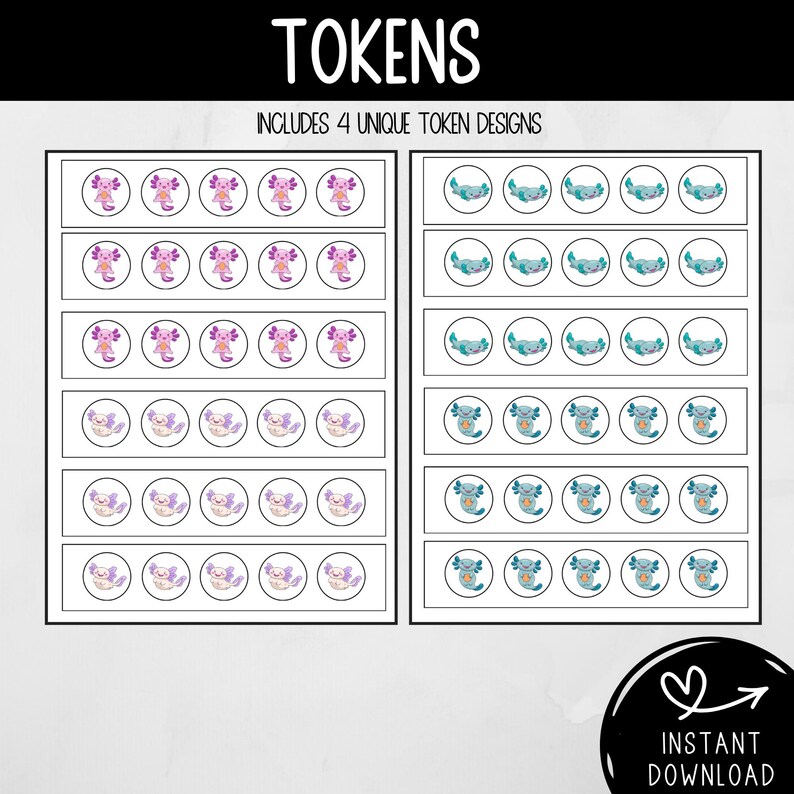 Axolotl Token Board, Positive Behavior Chart, ABA Therapy, SPED, Reward ...
