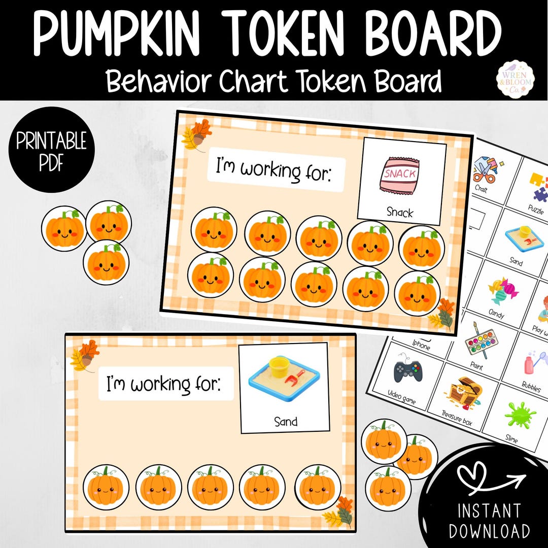 Pumpkin Token Board, Reward Chart for Kids, Positive Behavior ...
