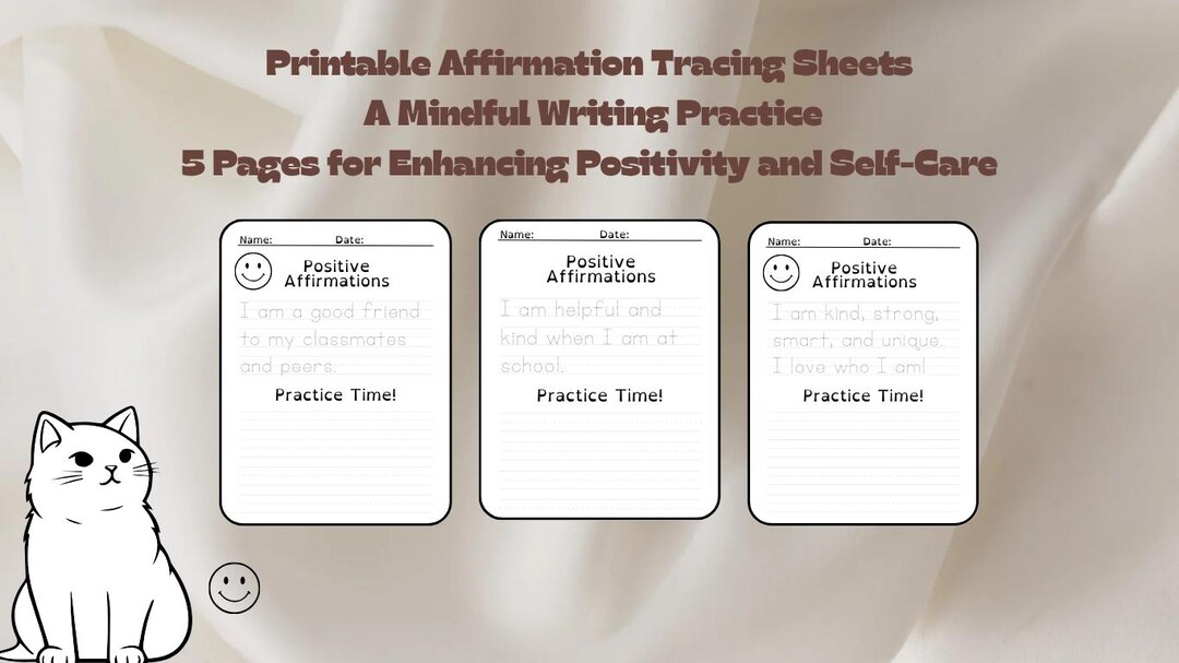 5 Printable Positive Affirmations to Trace & Write - Etsy
