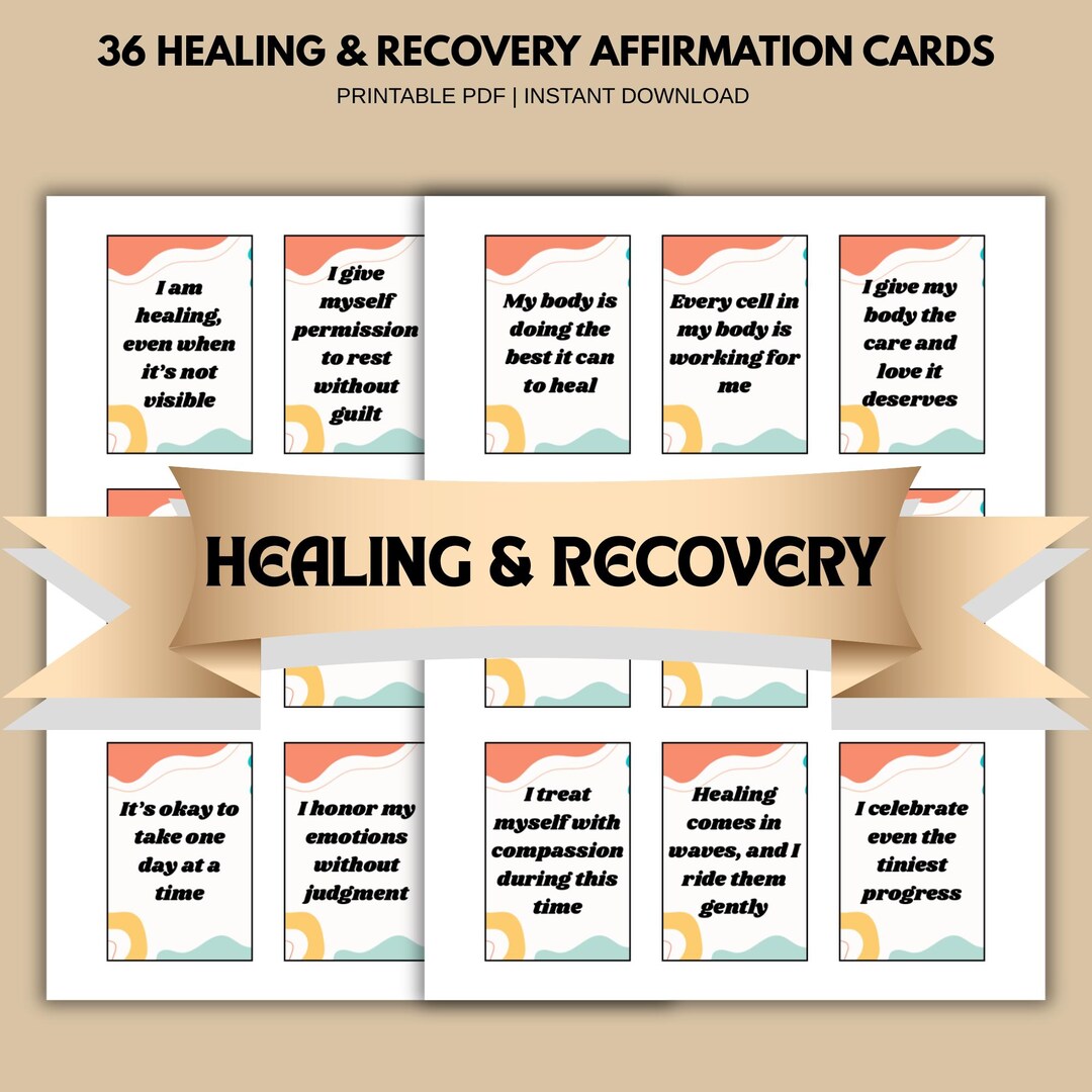 36 Healing & Recovery Printable Affirmation Cards, Digital Download ...