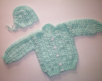 Shell Stitch Crochet Sweater With Hat Item CBJ601 | Etsy