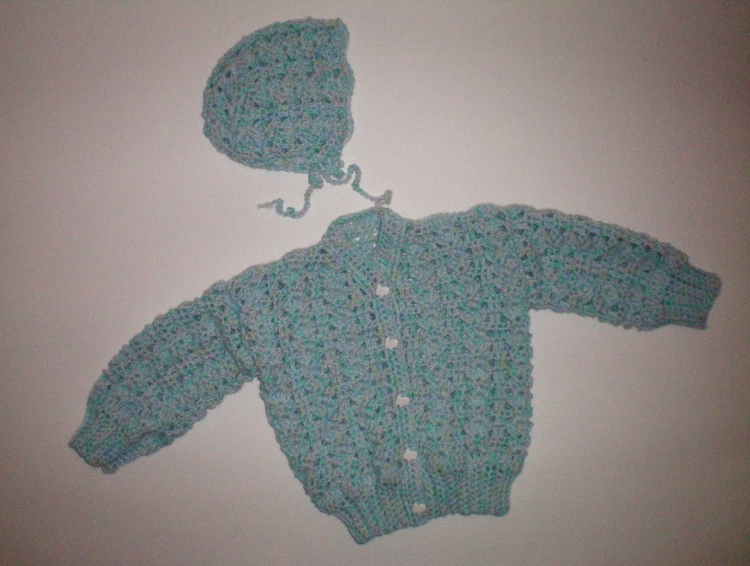 Shell Stitch Crochet Sweater With Hat - Item CBJ561 - Etsy