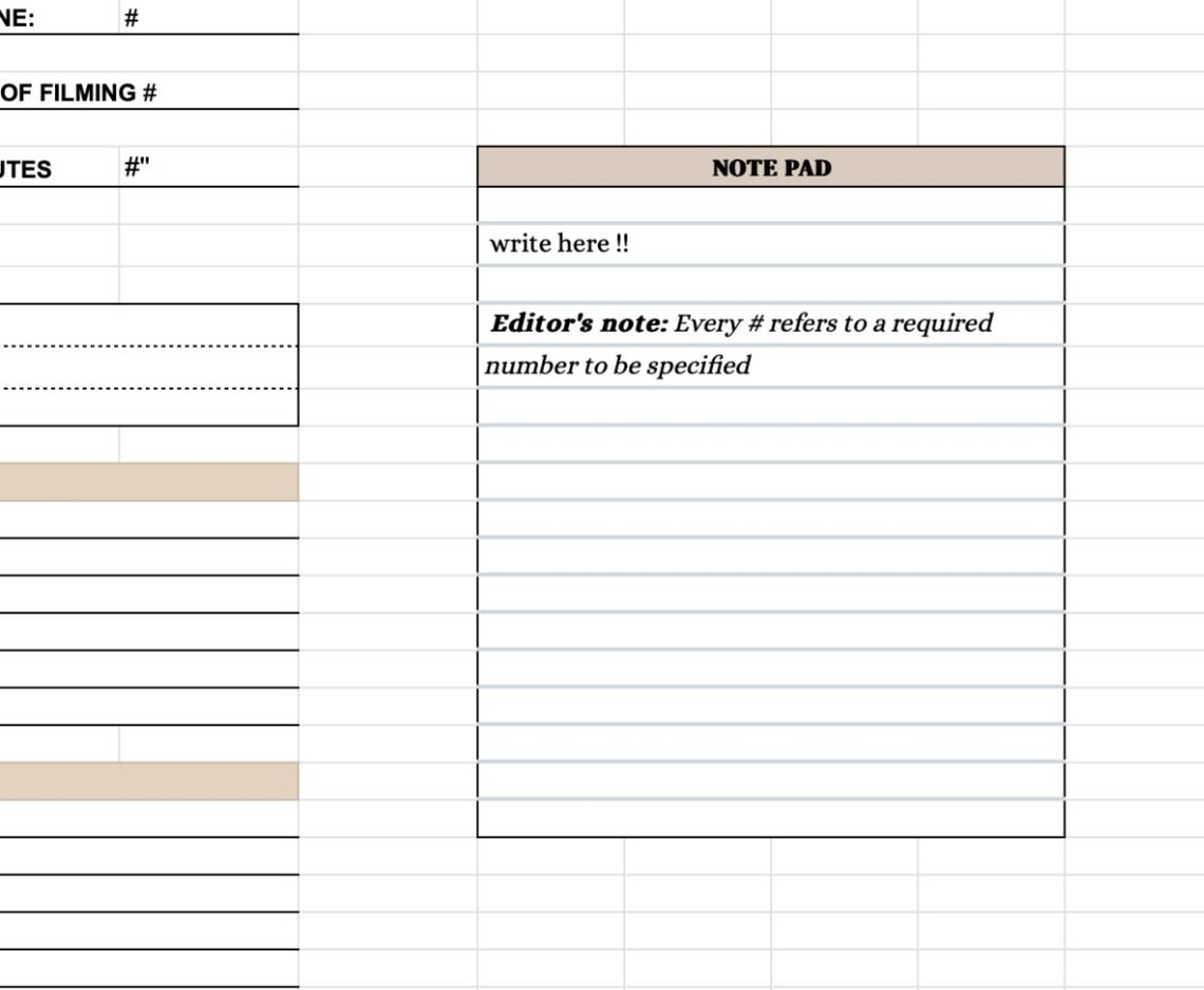 Production Breakdown Sheet for Filmmakers | Scene-by-scene Planner ...