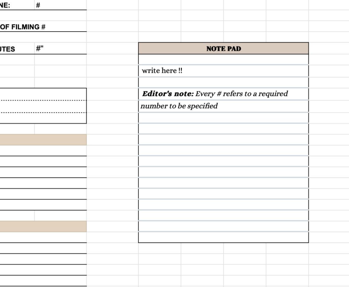 Production Breakdown Sheet for Filmmakers | Scene-by-scene Planner ...