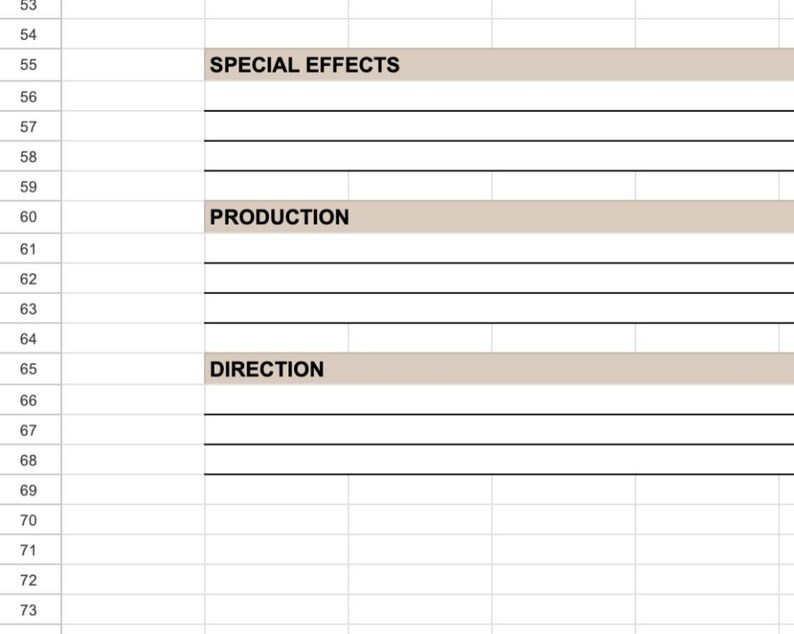 Production Breakdown Sheet for Filmmakers | Scene-by-scene Planner ...