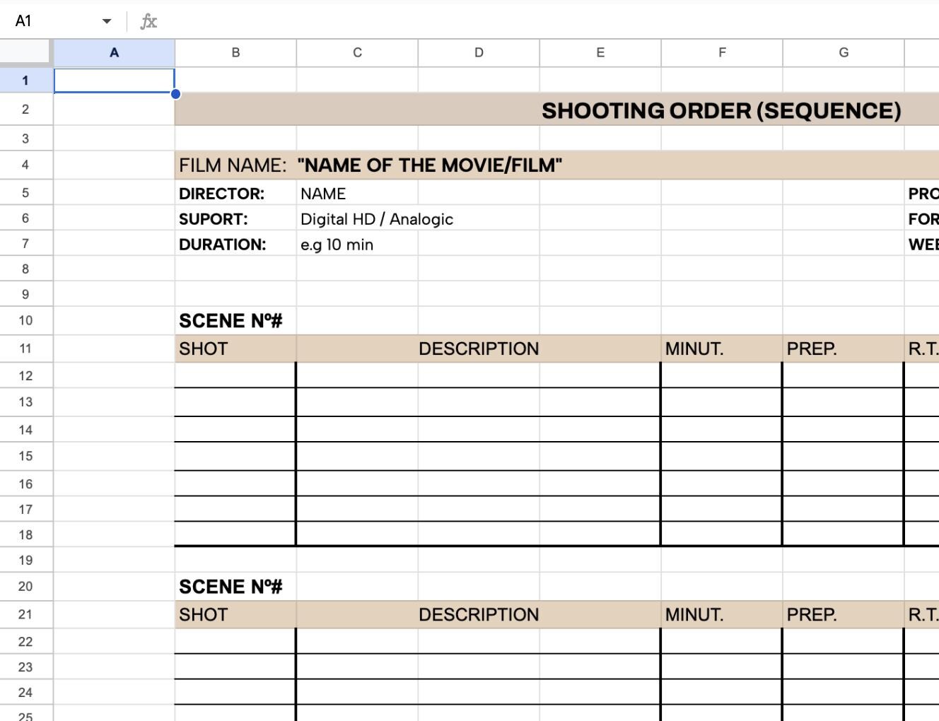 Shooting Sequence Sheet for Film | Lumi Scene Breakdown Template ...