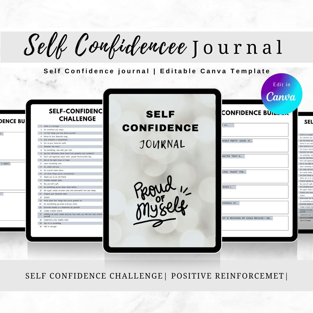 Self Confidence Journal | Editable Canva Template | Digital Download ...
