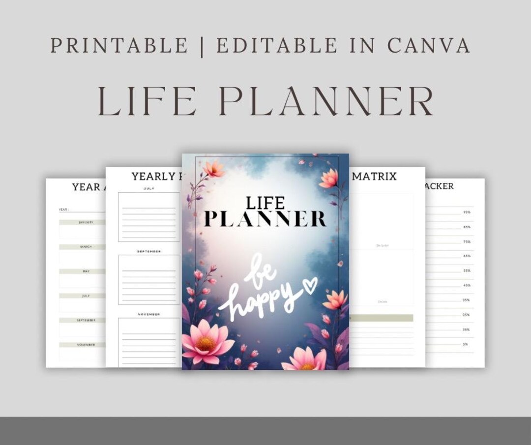 Life Planner | Printable & Editable in Canva Over 50 Pages - Etsy